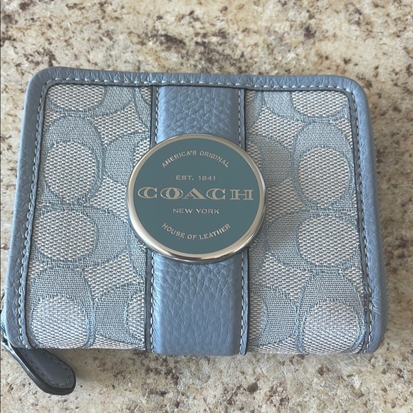Coach | Bags | Coach Marble Blue Denim Wallet | Poshmark